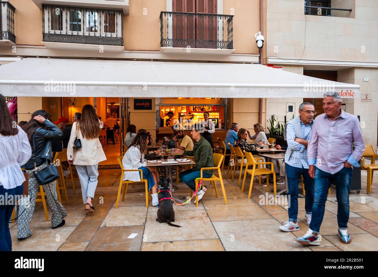 Ronda, Malaga, Spain, Large Crowd People, at Table Local Spanish ...