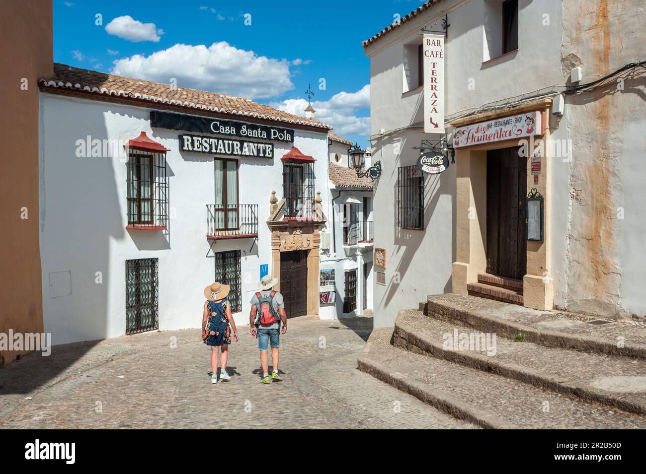 Ronda, Malaga, Spain, Couple Senior TOurists Visiting, Walking Away ...