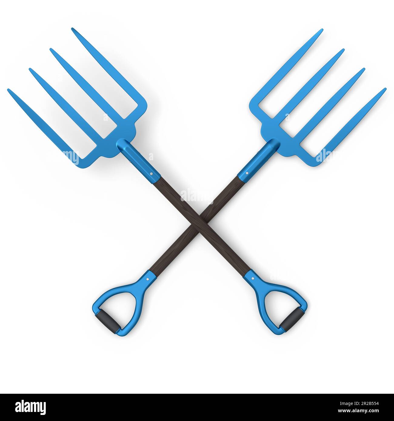 Set of garden pitchfork and rake with wooden handle for harvesting hay ...