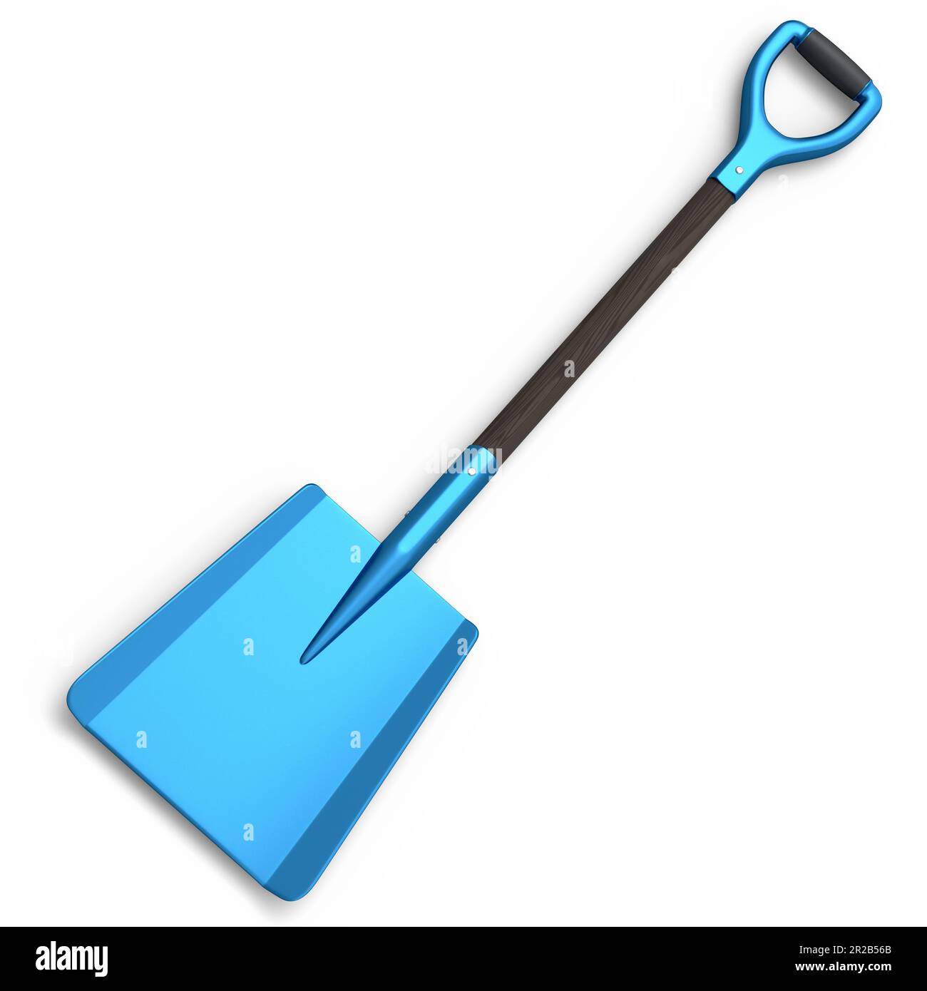 Garden shovel with wooden handle isolated on white background. 3d ...