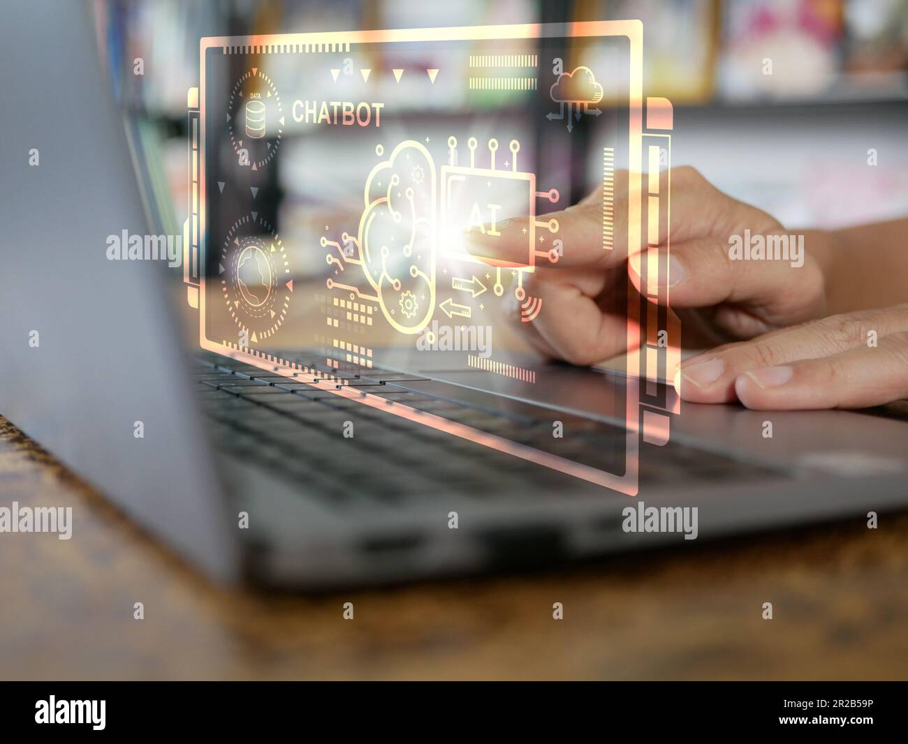 Artificial intelligence chatbot. Finger activates chatting with a smart ... Artificial intelligence chatbot. Finger activates chatting with a smart ...