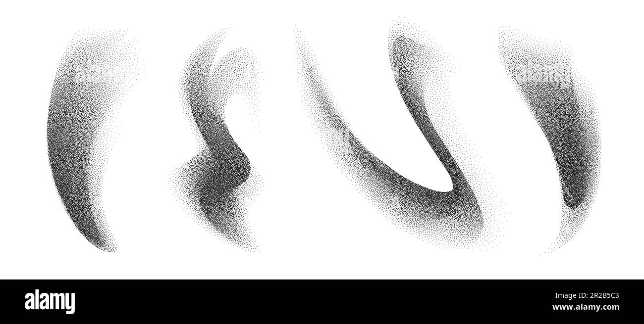 Dotwork abstract shapes, black grain texture, abstract stipple sand ...