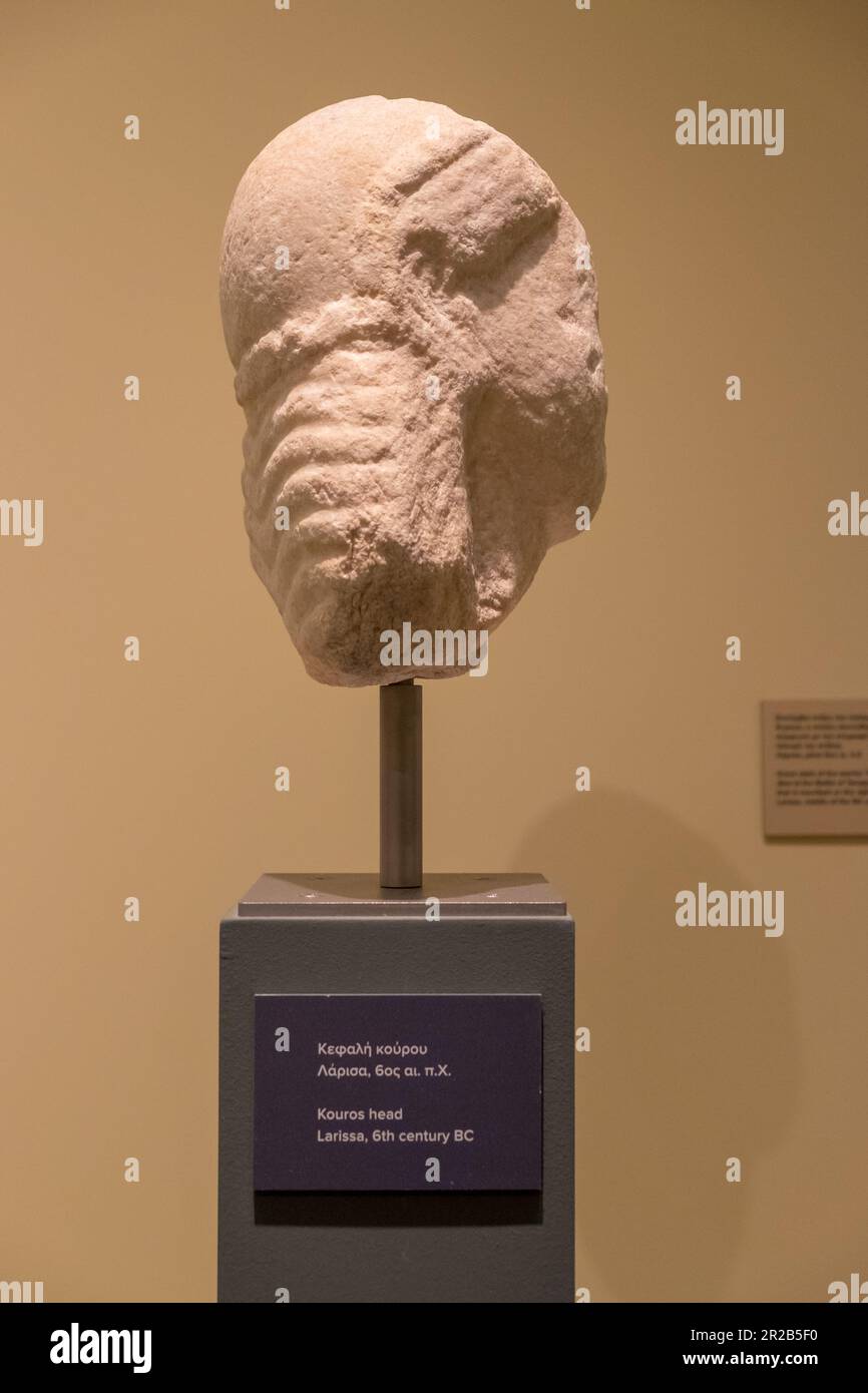 Kouros head 6th century B.C. Diachronic Museum of Larissa , Greece ...