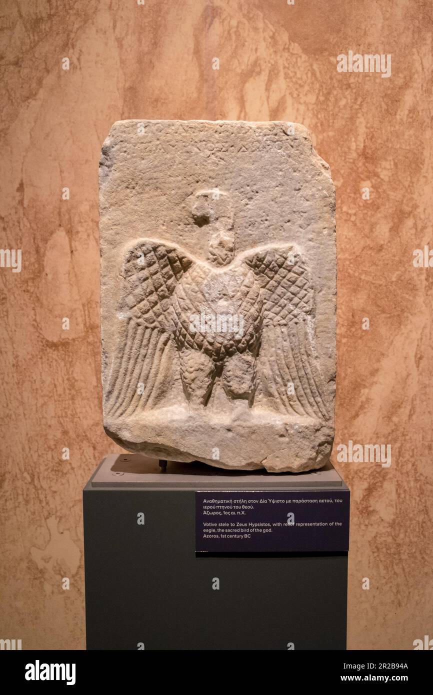 Votive stele to Zeus Hypsistos, with relief representation of the eagle ...