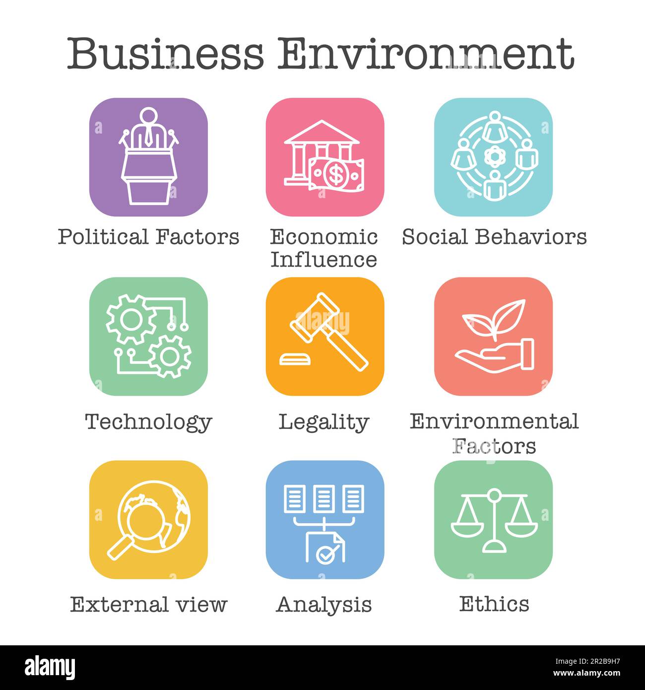 Business Analysis with Pestel Methods Icon Set Stock Vector Image & Art ...