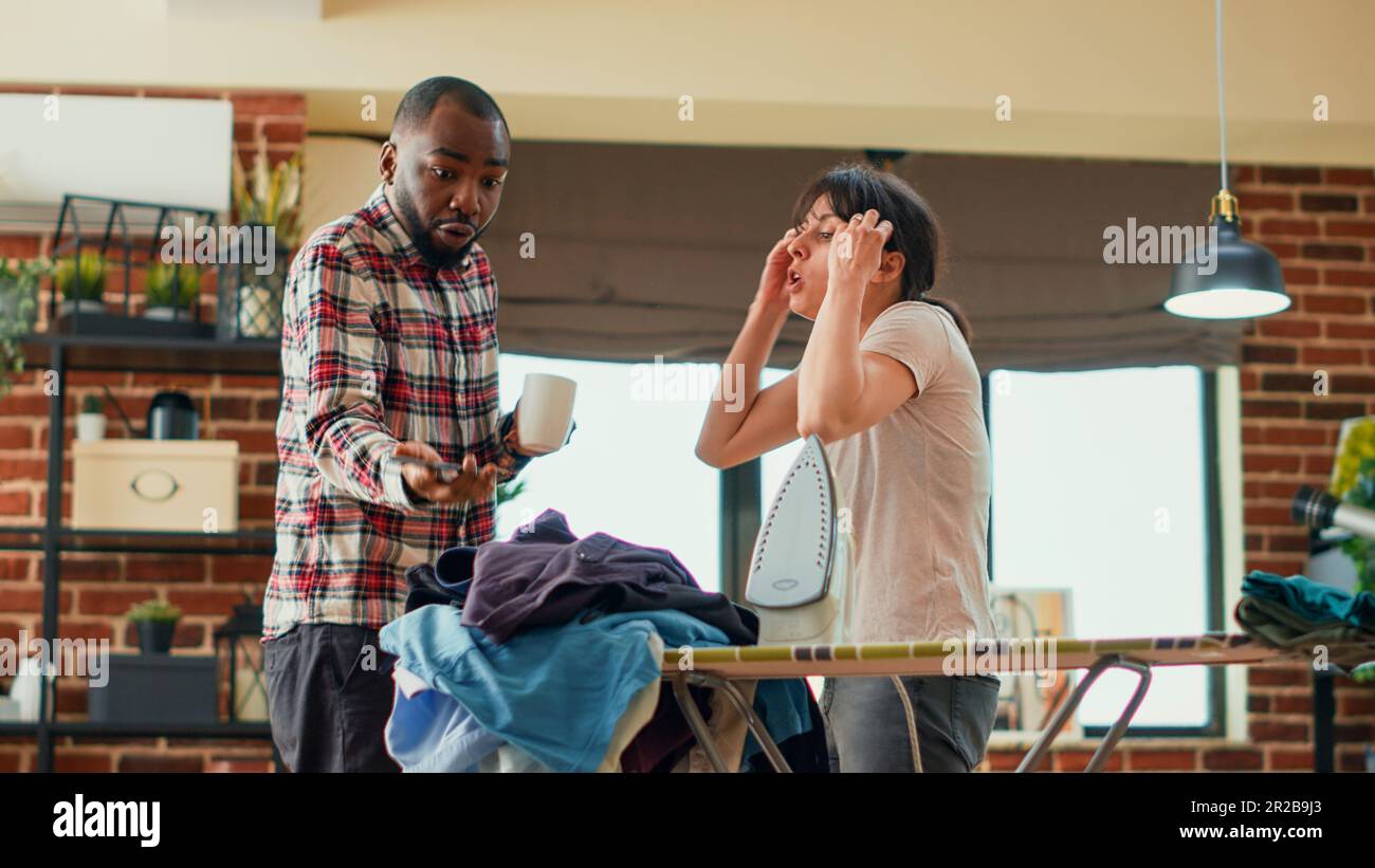 Woman angry husband throwing hi-res stock photography and images - Alamy