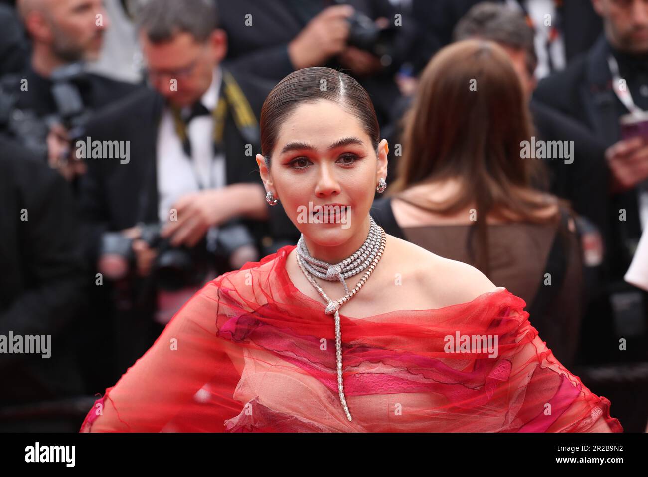 Cannes, France, 18th May, 2023. Araya Hargate arriving on the red ...