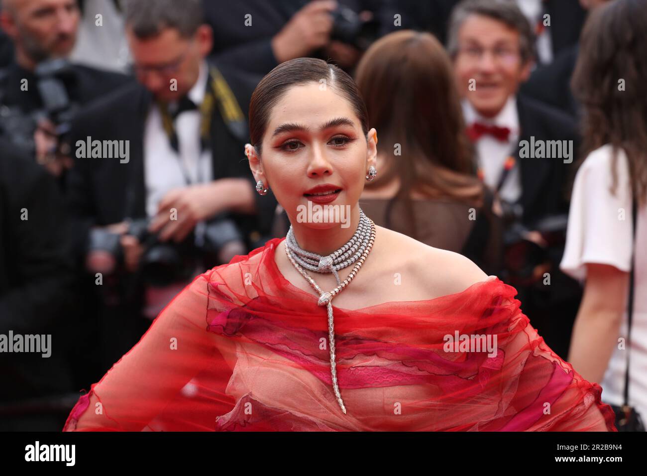 Cannes, France, 18th May, 2023. Araya Hargate arriving on the red ...