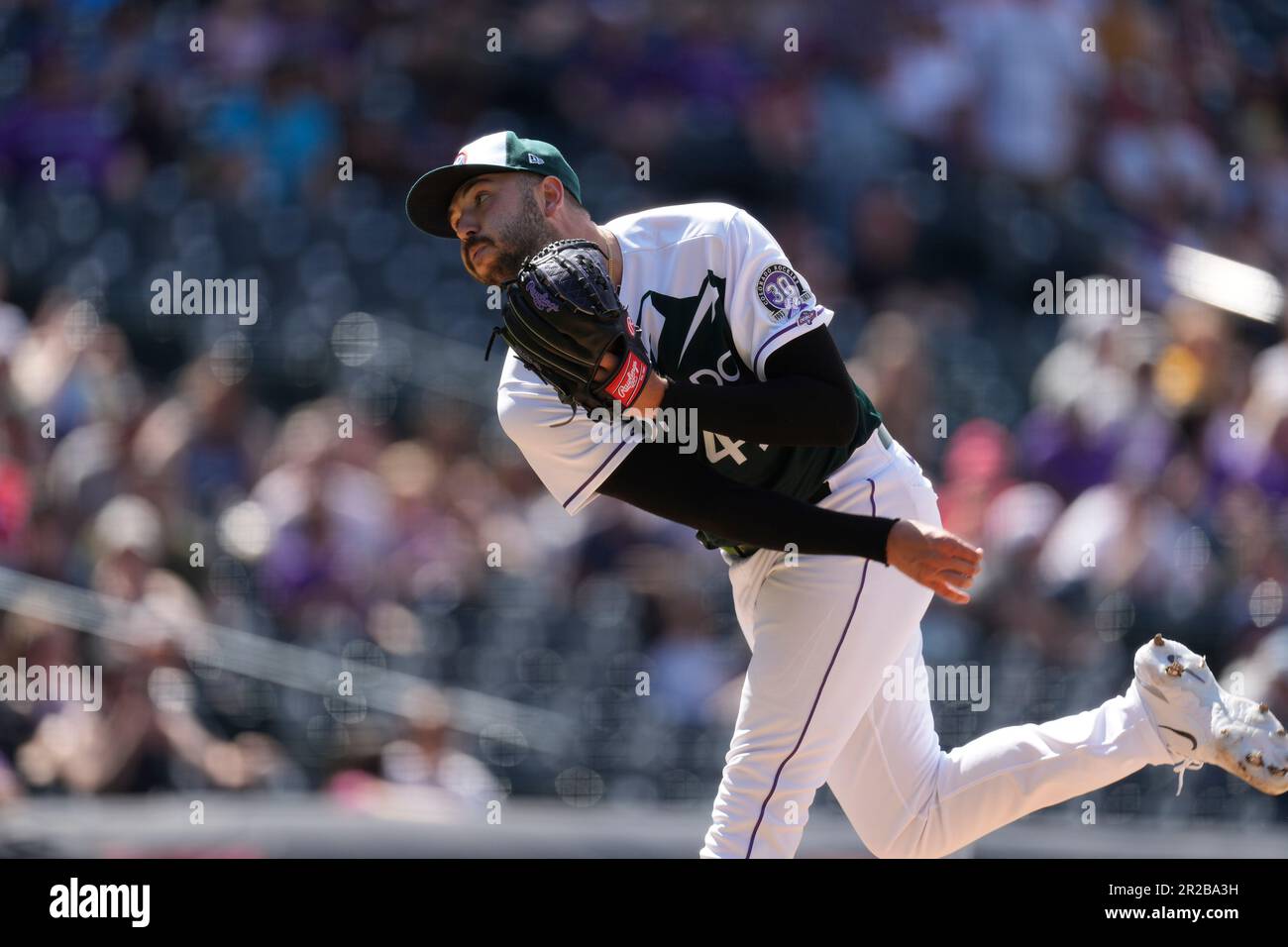 Colorado Rockies relief pitcher Riley Pint (41) in the ninth inning of a baseball game Wednesday ...
