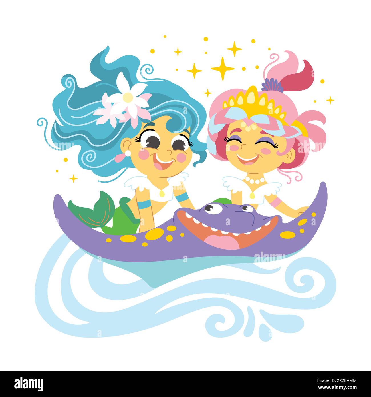 Two mermaids Stock Vector Images - Alamy