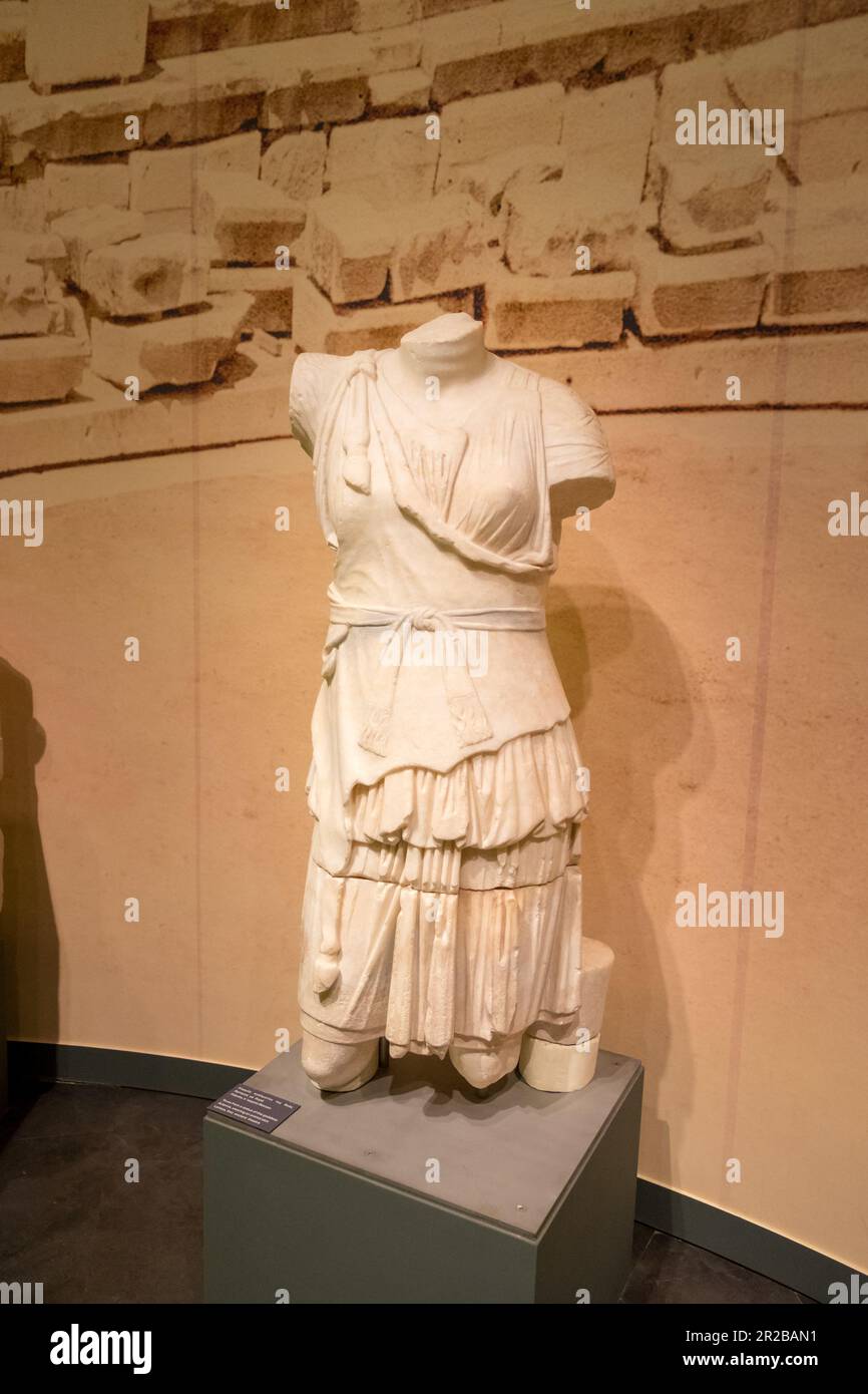 Torso from a statue of the goddess Artemis, wearing an animal skin ...