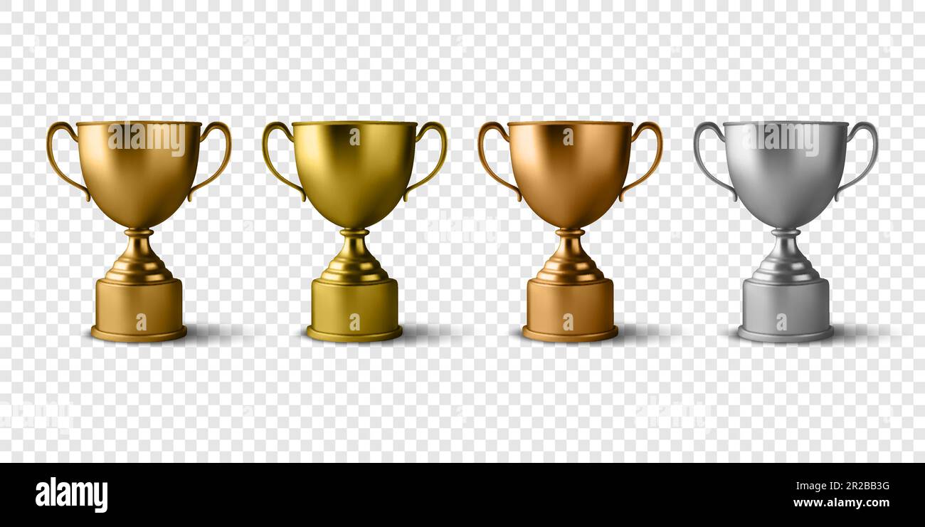 Vector 3d Realistic Golden, Bronze and Silver Champion Cup Icon Set ...