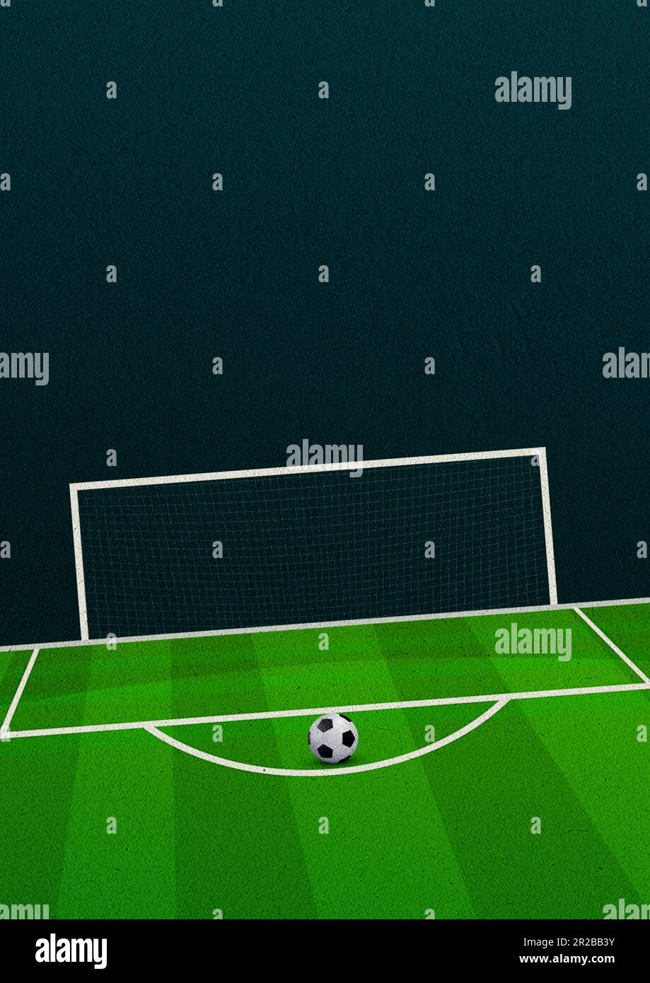 Penalty kick flyer, poster. Copy space grunge paper composition with ...