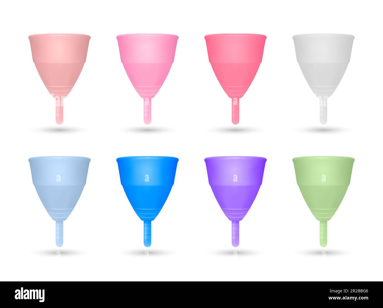 Vector 3d Realistic Menstrual Hygiene Silicone Cup Icon Set Closeup Isolated. Feminine Hygiene ...