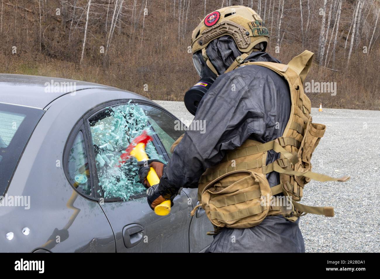 A U.S. Marine with Headquarters Company, Chemical Biological Incident ...