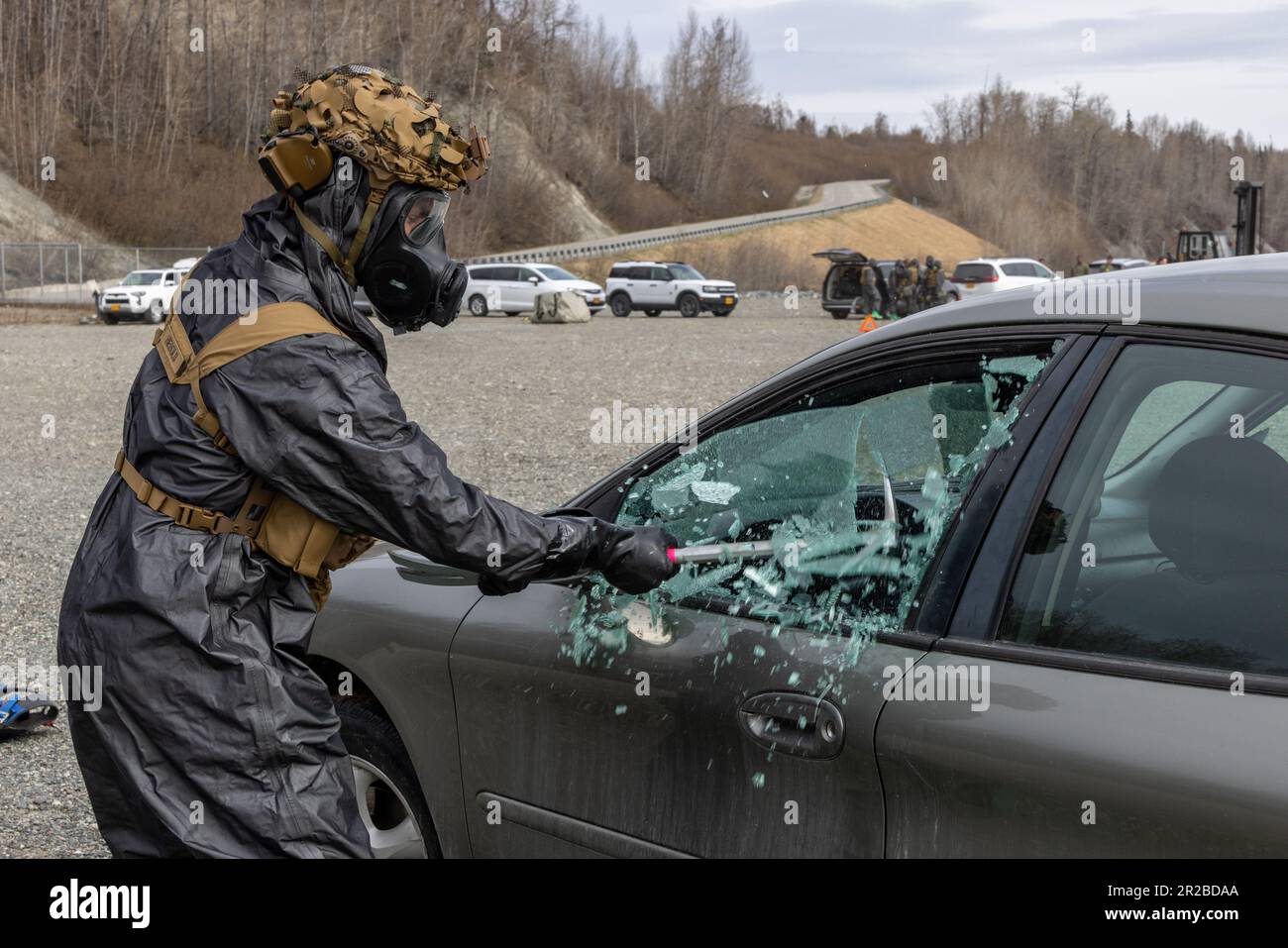 A U.S. Marine with Headquarters Company, Chemical Biological Incident ...
