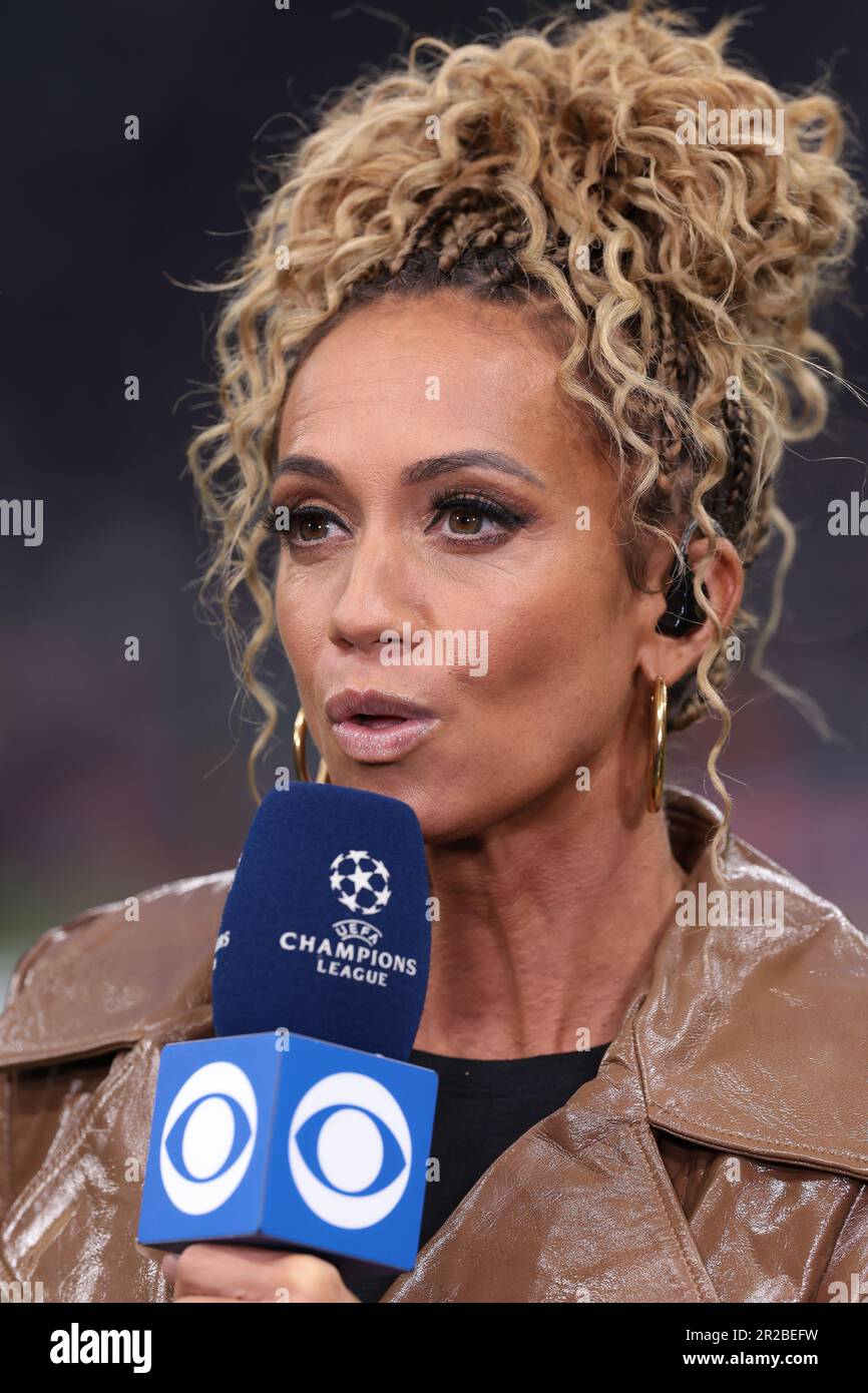 Milan, Italy, 16th May 2023. TV Presenter Kate Abdi introduces the ...