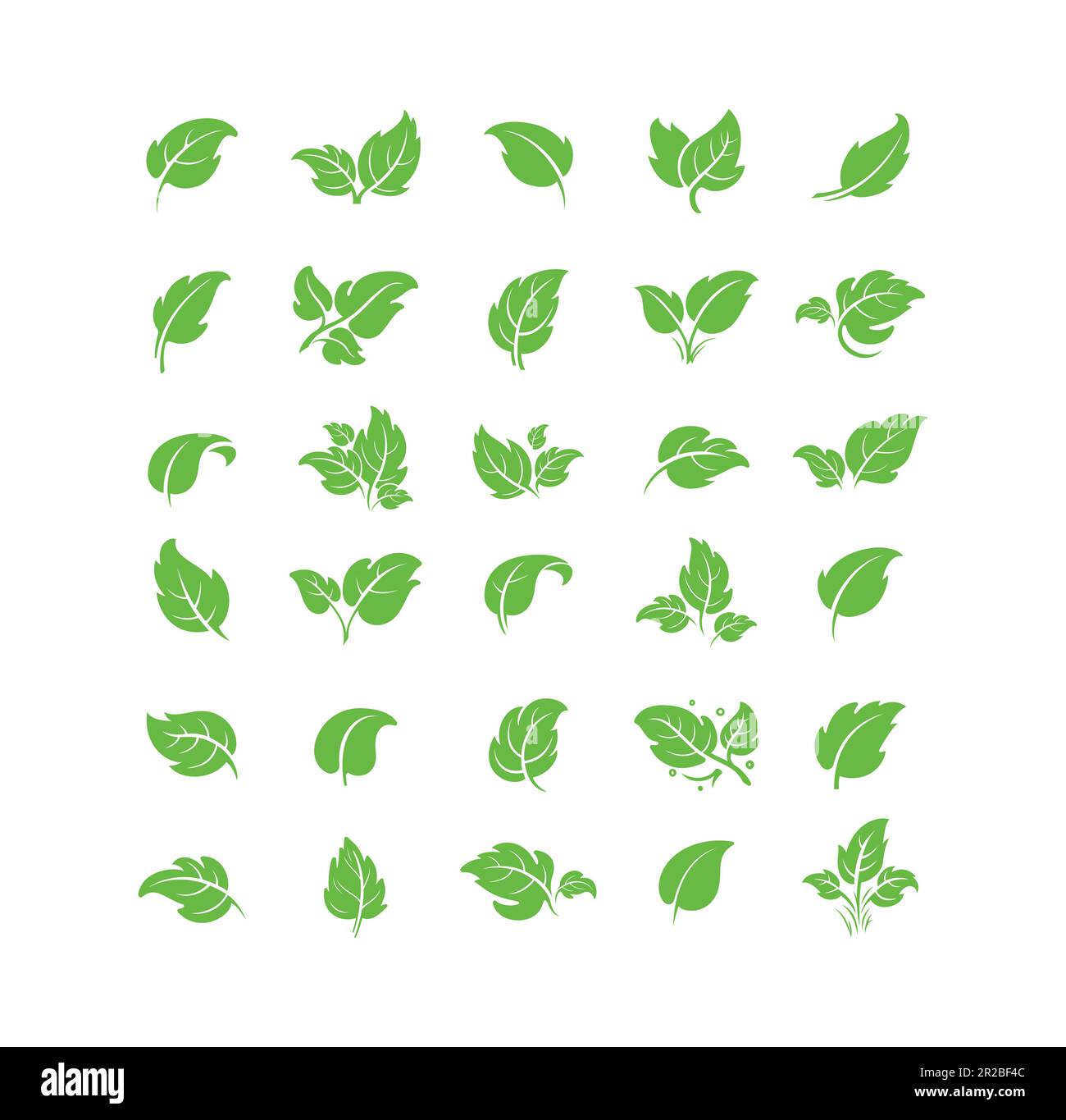 Set of green leaf ecology icon, leaf isolated on transparent background ...