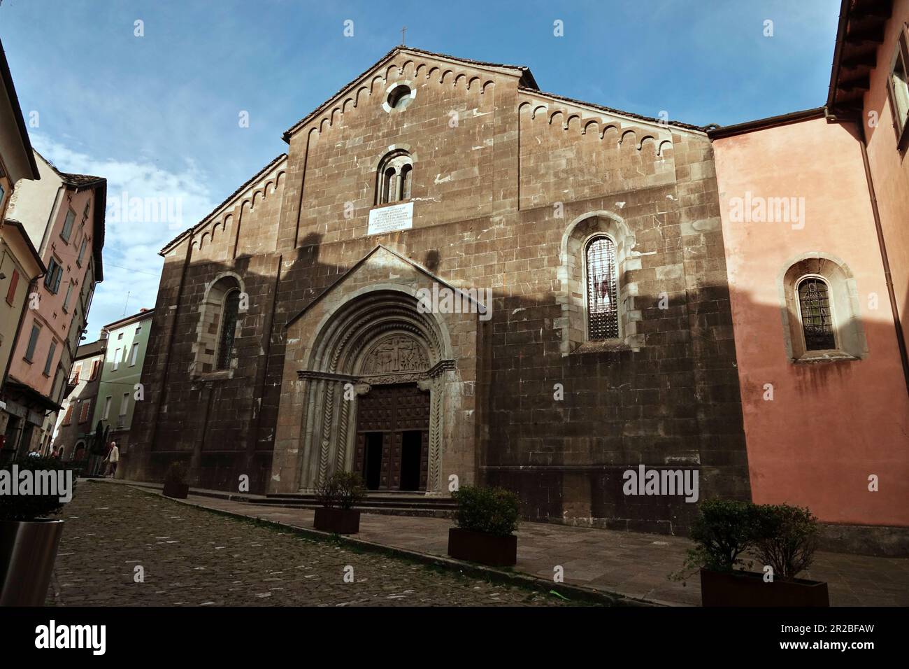 The exterior facade of the cathedral of Berceto placed on the ...