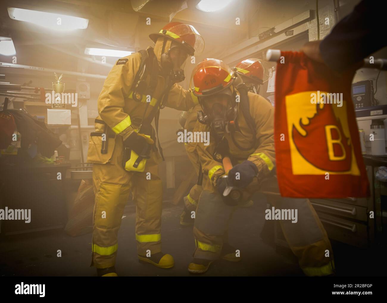 Damage Controlman 3rd Class Tristan Rice (left) and Gas-Turbine System ...
