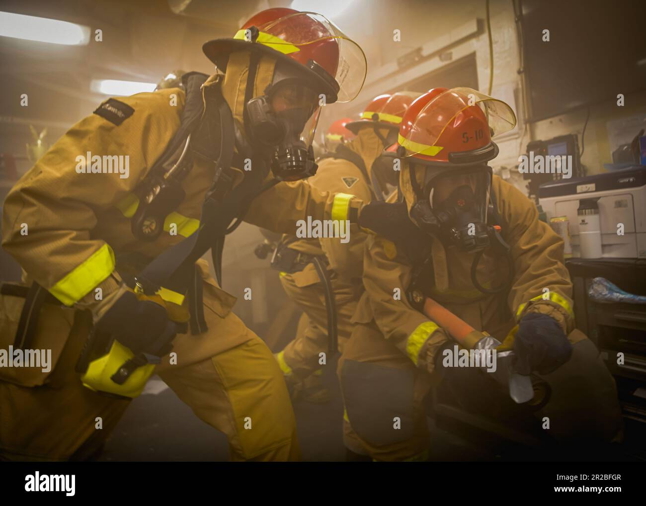 Damage Controlman 3rd Class Tristan Rice (left) and Gas-Turbine System ...