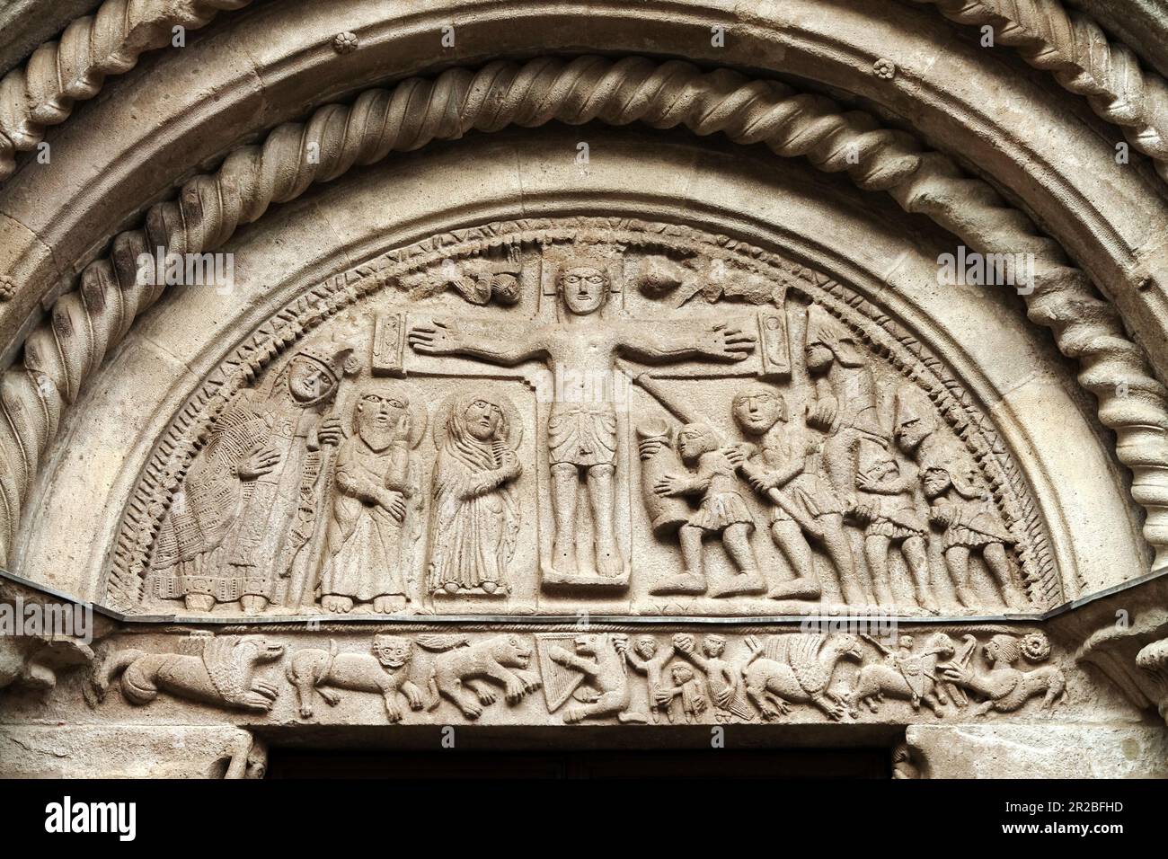 The exterior facade of the cathedral of Berceto placed on the ...