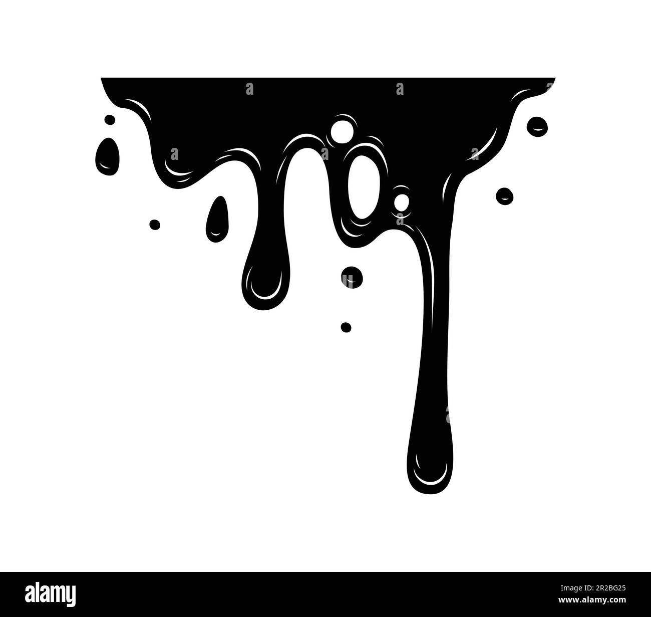 Black Melting Paint Abstract Liquid Vector Elements Isolated on White ...