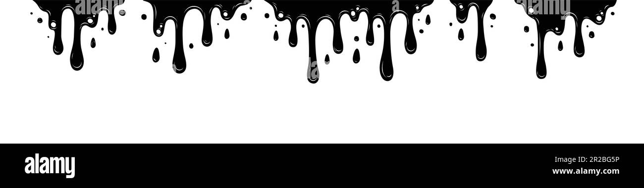 Black Melting Paint Abstract Liquid Vector Elements Isolated on White ...