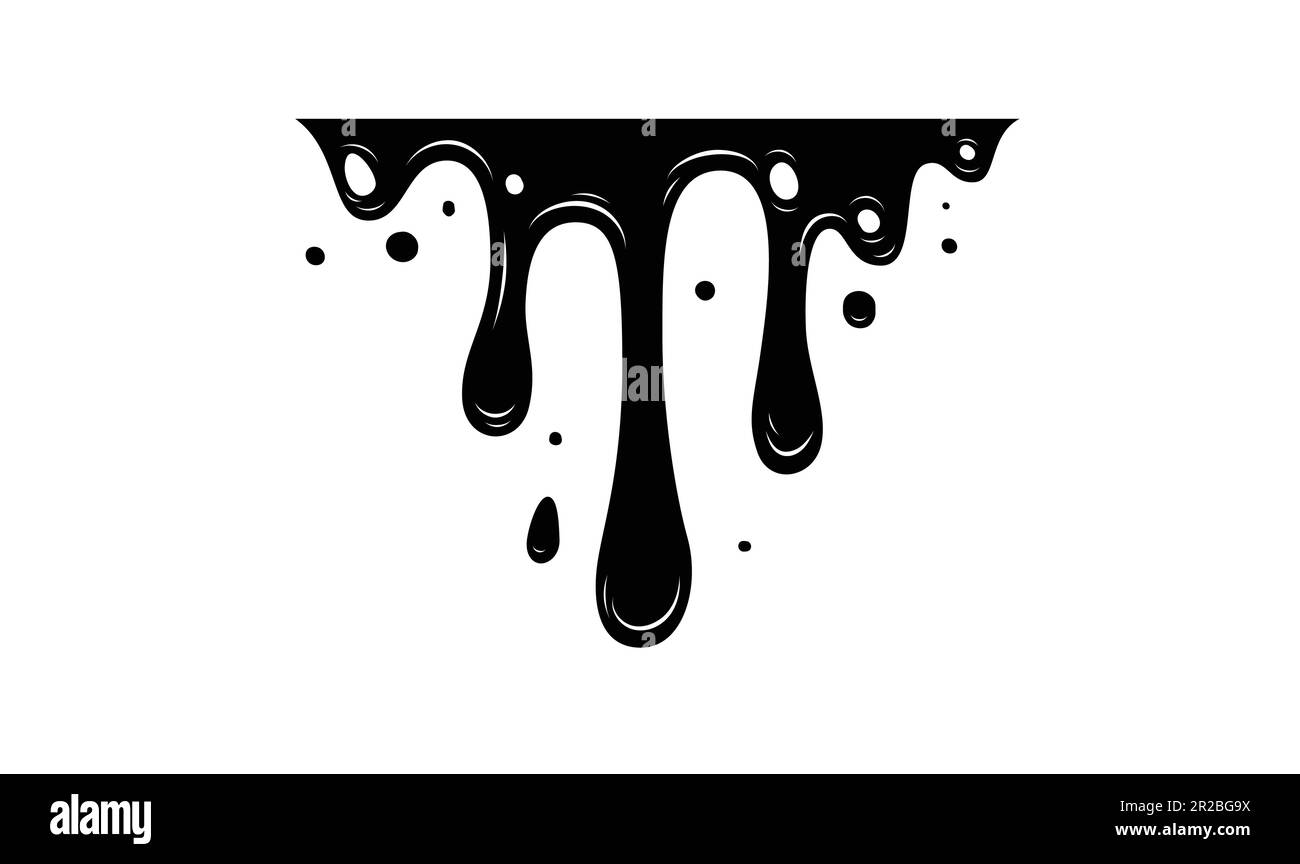 Black Melting Paint Abstract Liquid Vector Elements Isolated on White ...