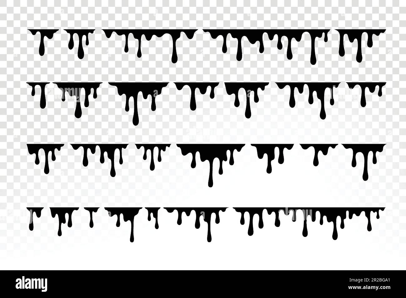 Black Melting Paint Abstract Liquid Vector Elements Isolated on White ...