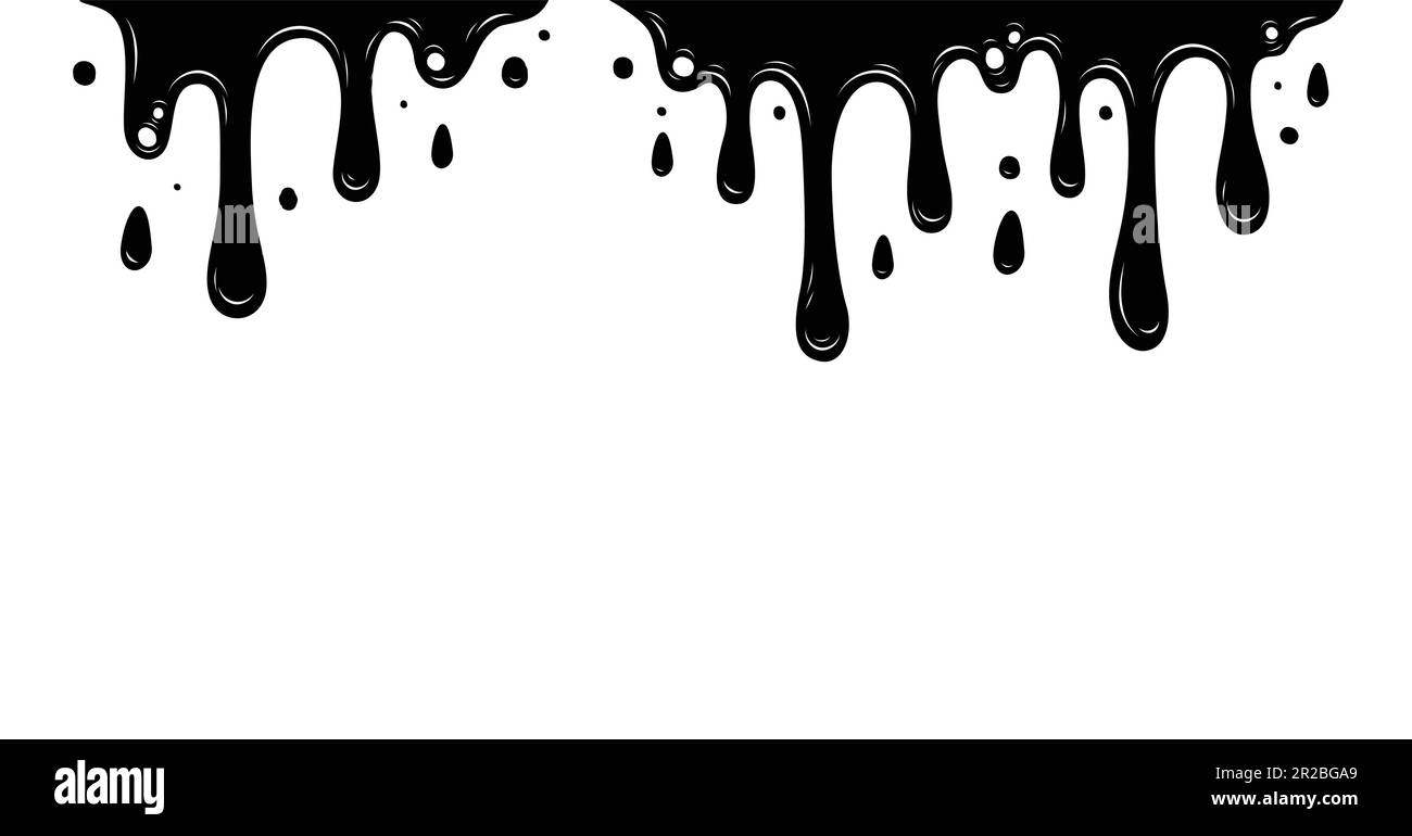 Black Melting Paint Abstract Liquid Vector Elements Isolated on White ...