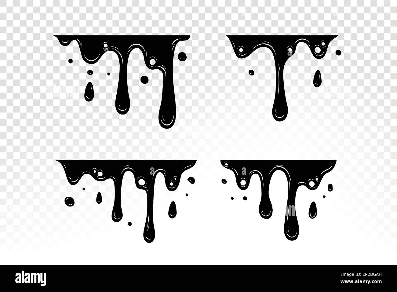Black Melting Paint Abstract Liquid Vector Elements Isolated on White ...