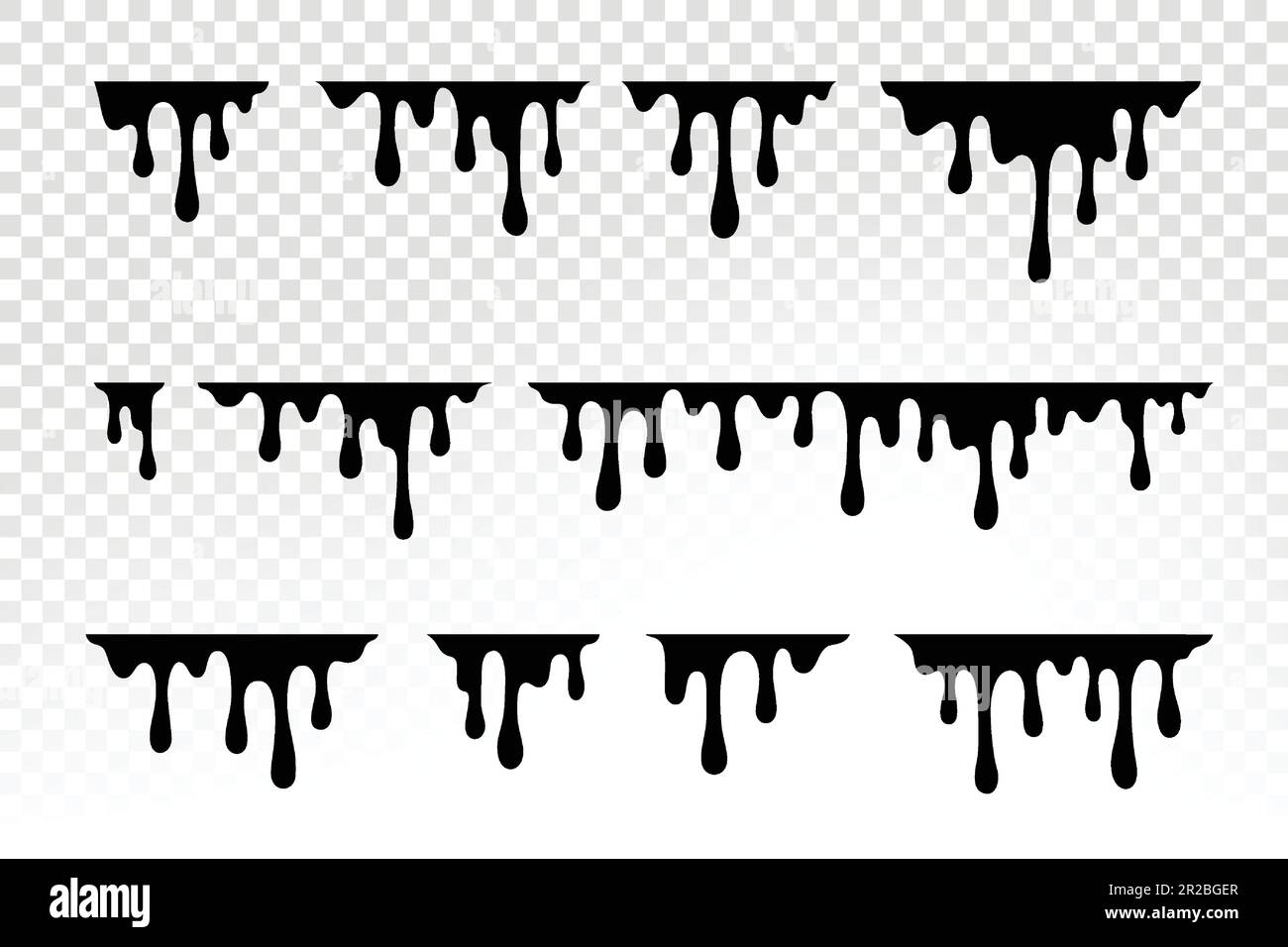 Black Melting Paint Abstract Liquid Vector Elements Isolated on White ...