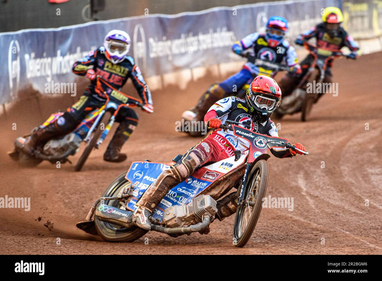 Dan Bewley (Red) leads Rory Schlein (White) Paco Castagna (Blue) and ...