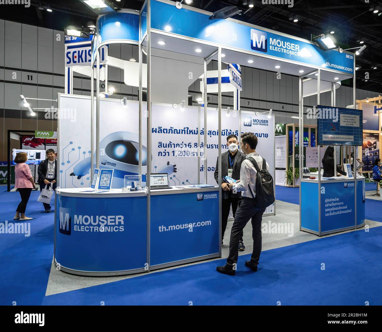 Bangkok, Thailand. 18th May, 2023. Mouser company booth seen at Future Energy Asia Exhibition ...