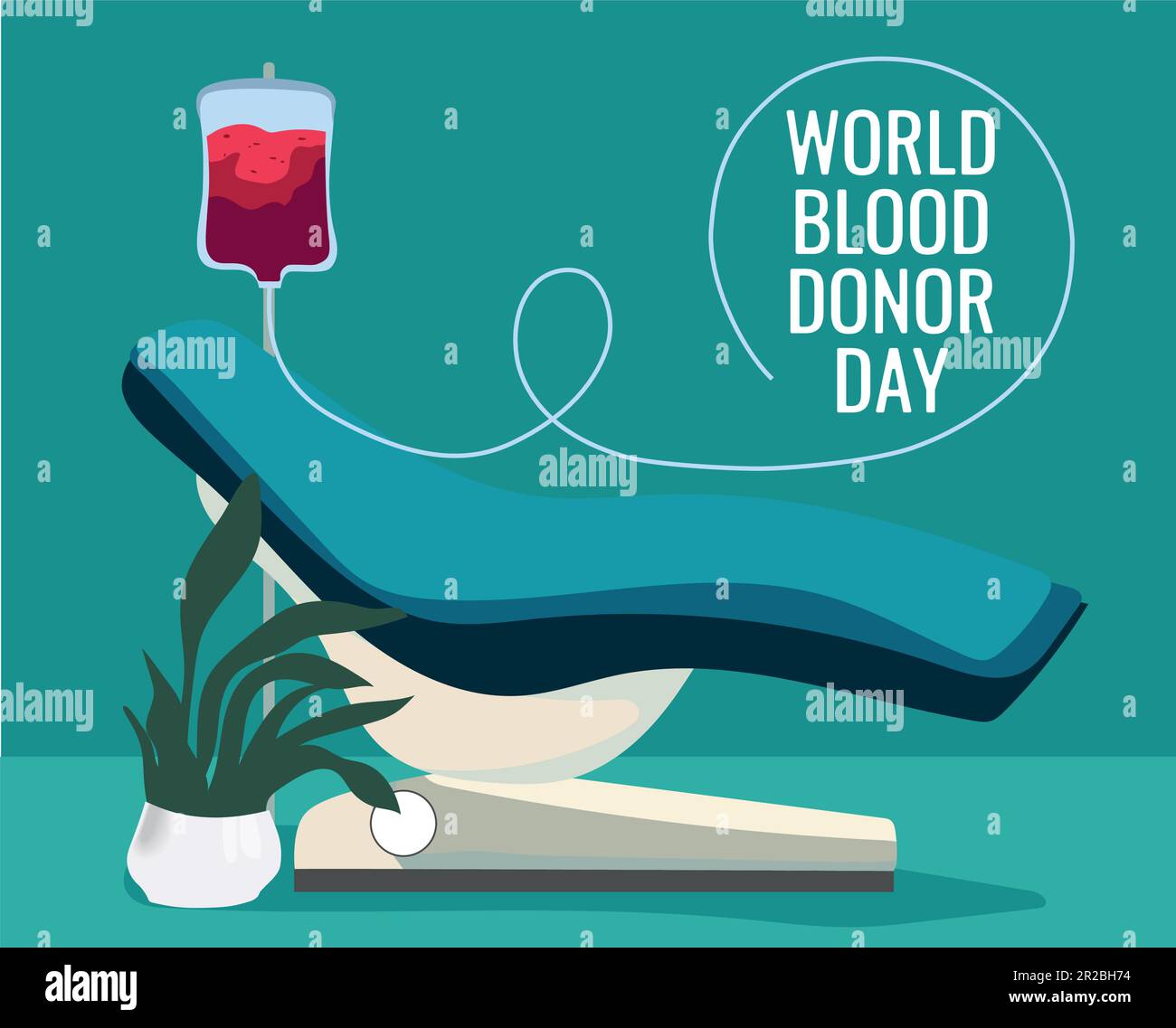 Day donation concept with bag of blood, hand and heart medical sign ...