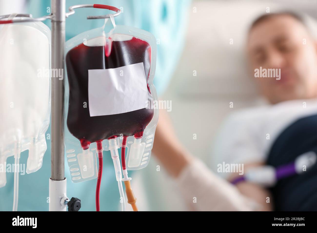 Blood pack for transfusion in clinic, closeup Stock Photo - Alamy