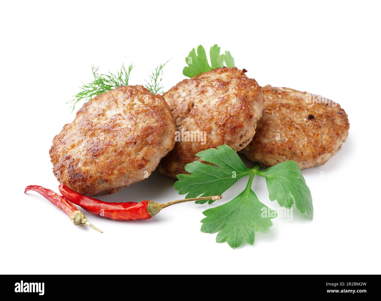 Tasty meat cutlets on white background Stock Photo - Alamy