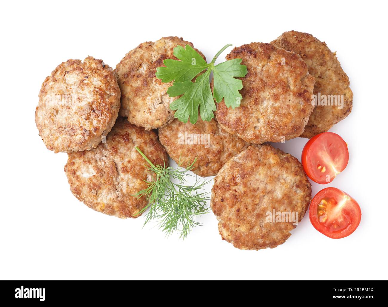 Tasty meat cutlets on white background Stock Photo - Alamy