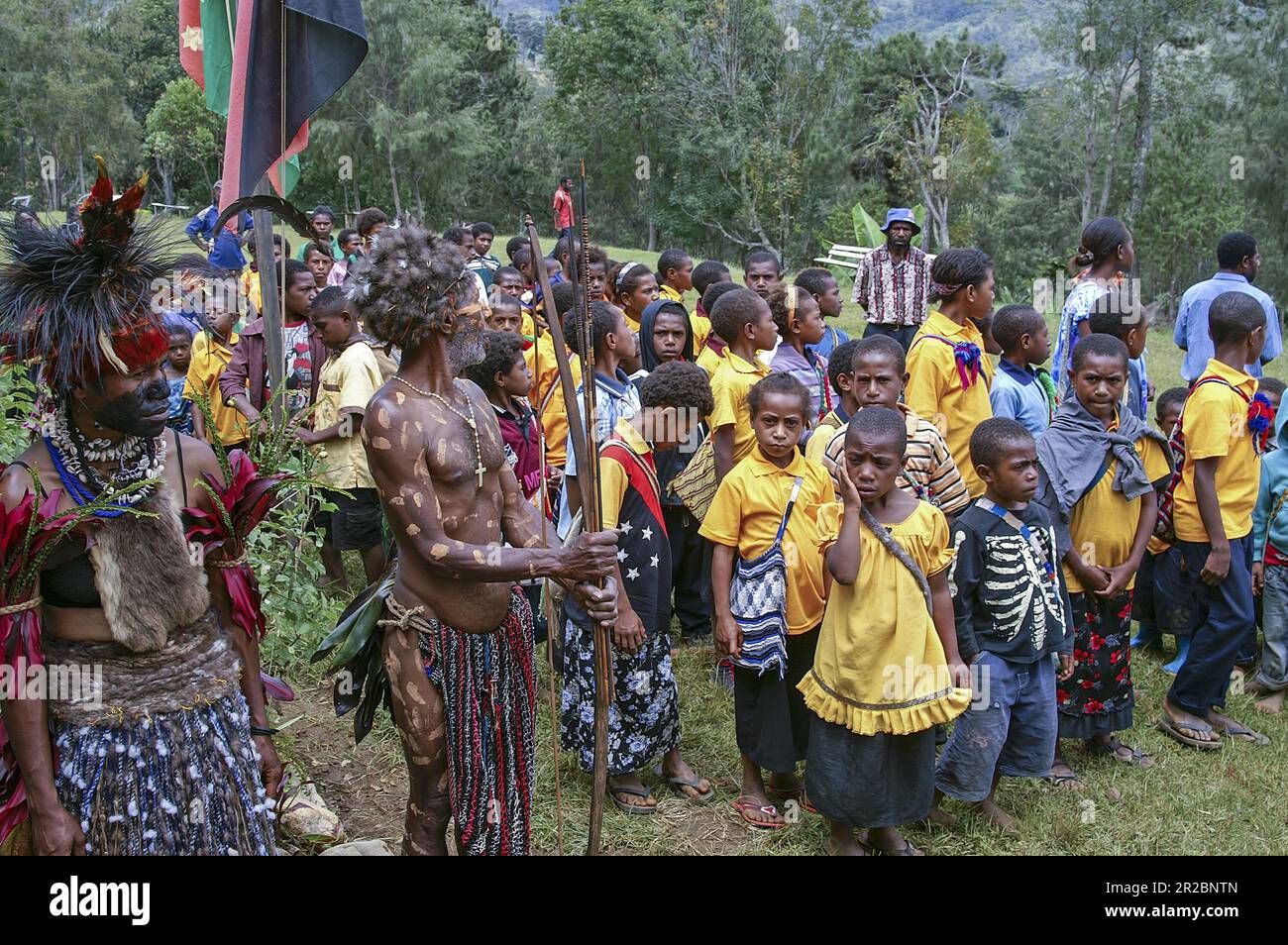 Papua New Guinea; Eastern Highlands; Goroka; a group of papuans ...
