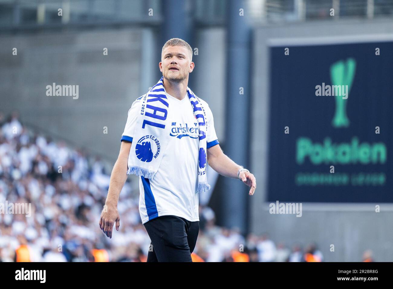 Copenhagen, Denmark. 18th May, 2023. Andreas Cornelius of FC Copenhagen seen celebrating after ...
