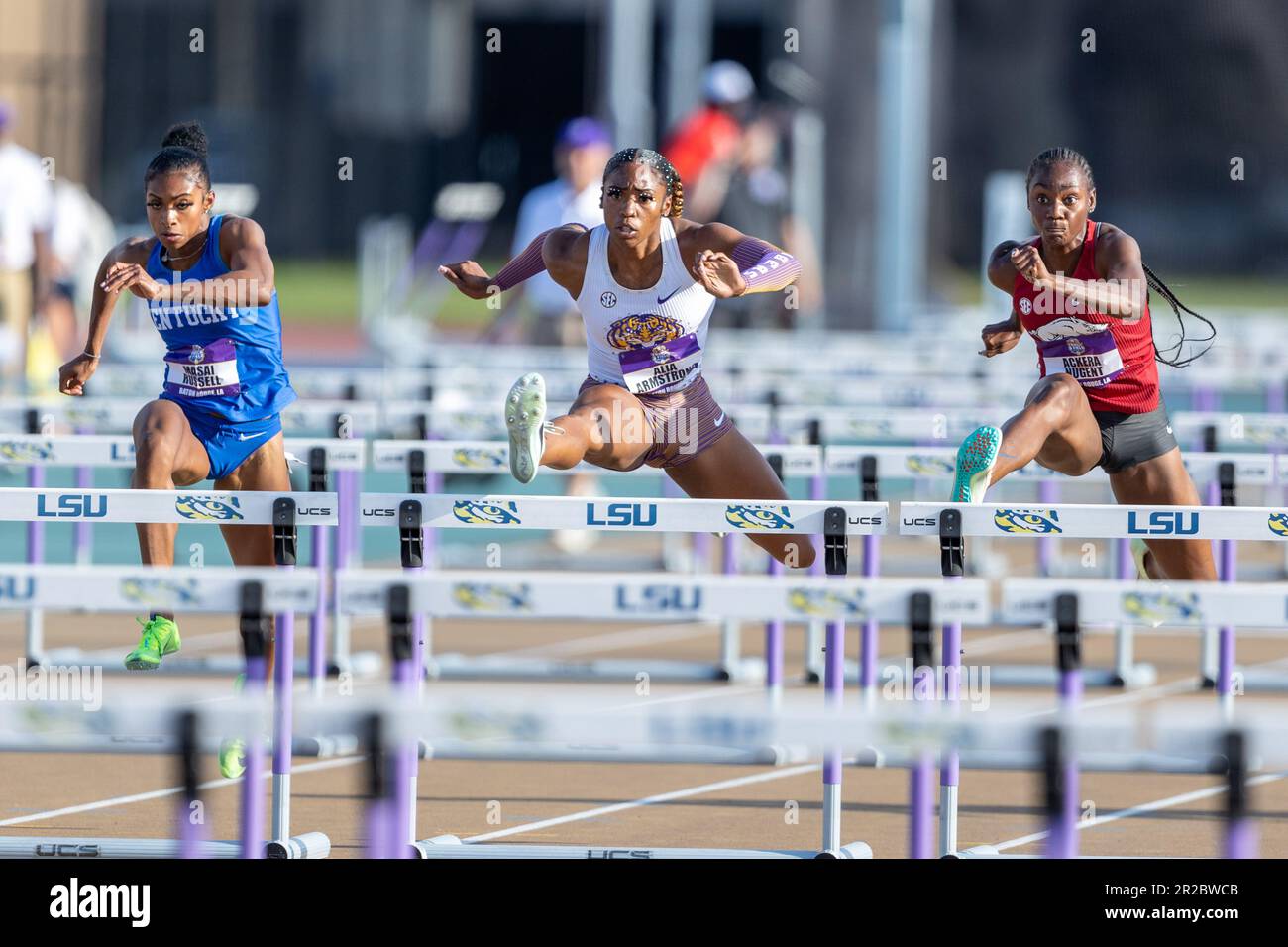 Kentucky’s Masai Russell, LSU’s Alia Armstrong, and Arkansas’ Ackera ...