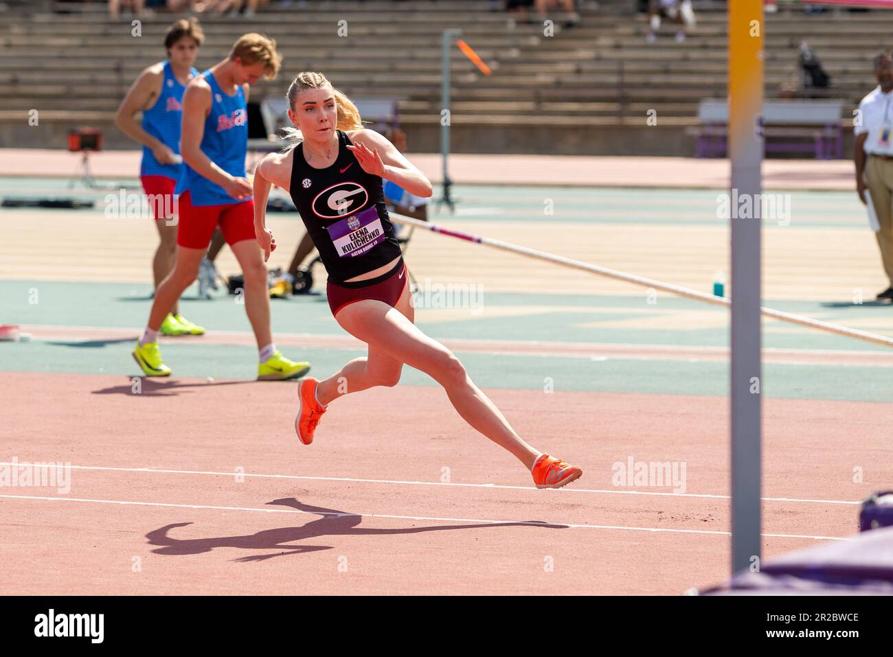 Georgia high jumper Elena Kulichenko approaches the bar during the 2023 ...