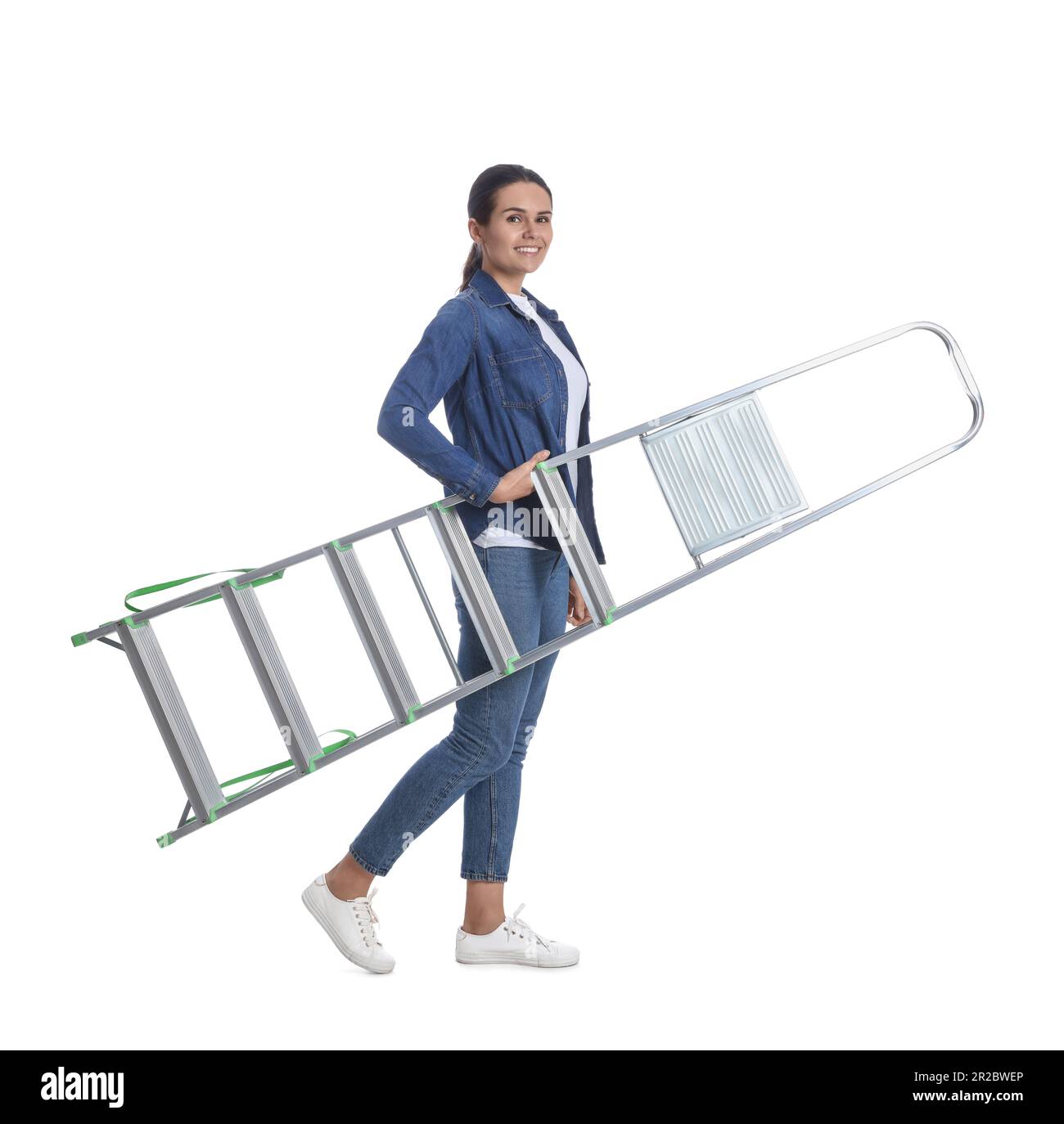 Holding step ladder Cut Out Stock Images & Pictures - Alamy
