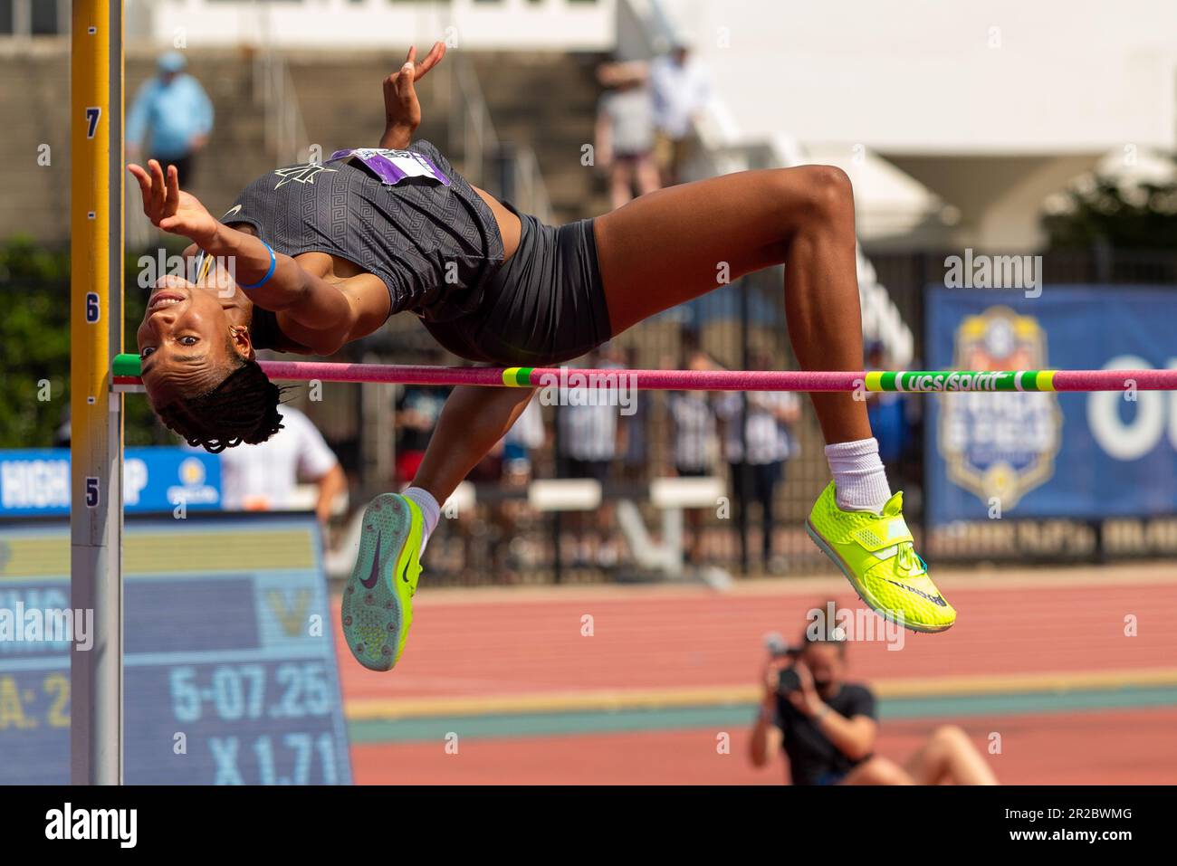 Vanderbilt high jumper Jada Sims clears the bar during the 2023 ...