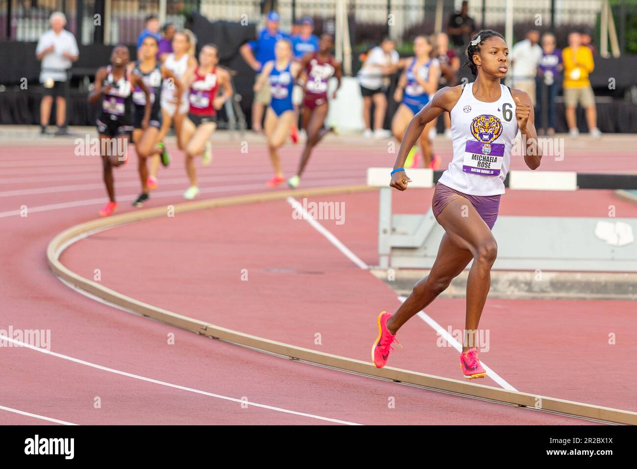 LSU middle distance runner Michaela Rose leads the 800 meter during the 2023 Southeastern ...