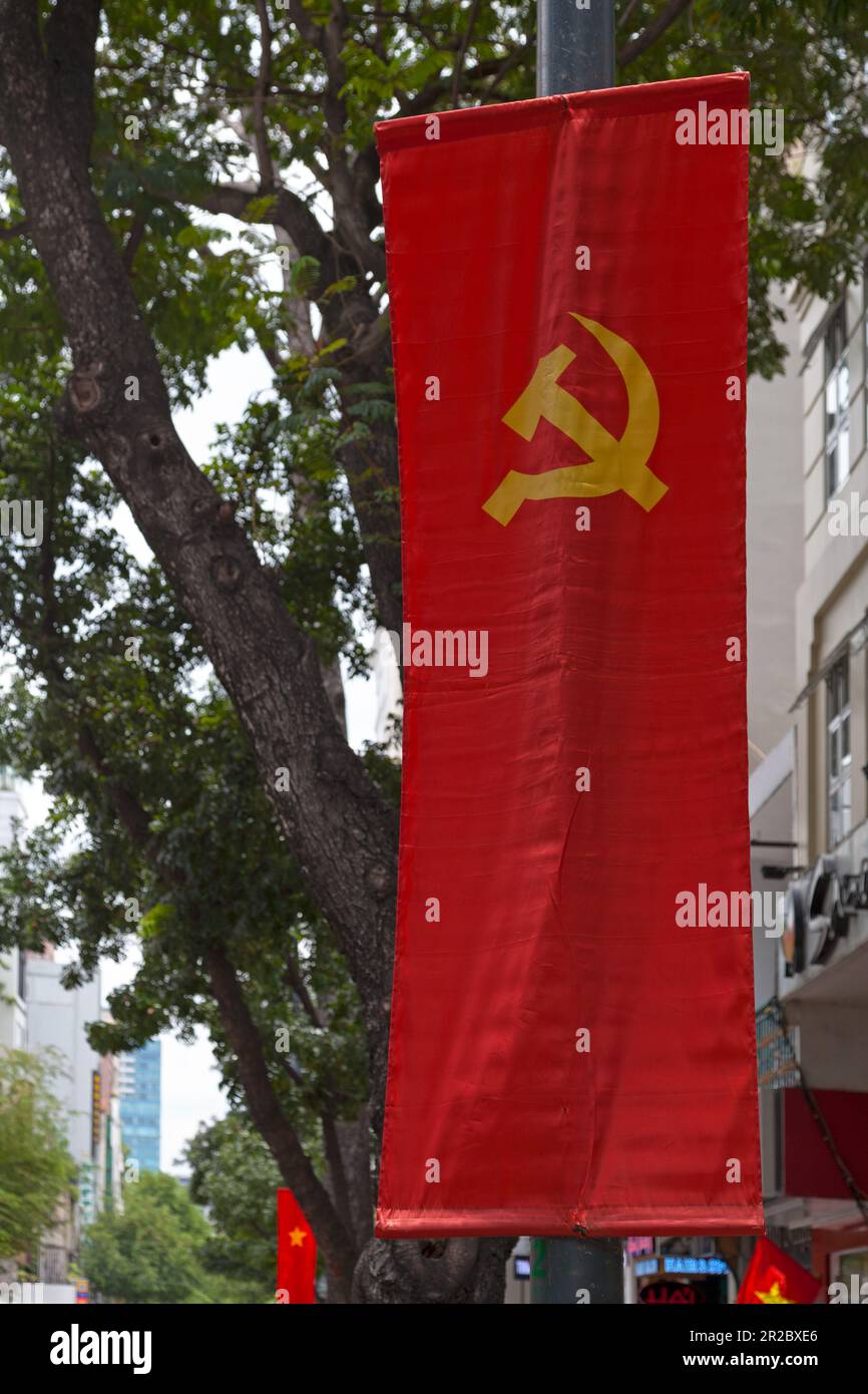 Close-up on a Soviet party banner in Saigon Stock Photo - Alamy