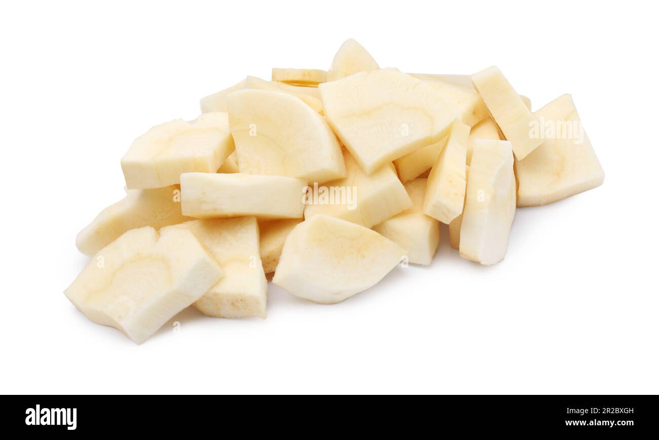 Pile of cut fresh parsnip on white background Stock Photo - Alamy