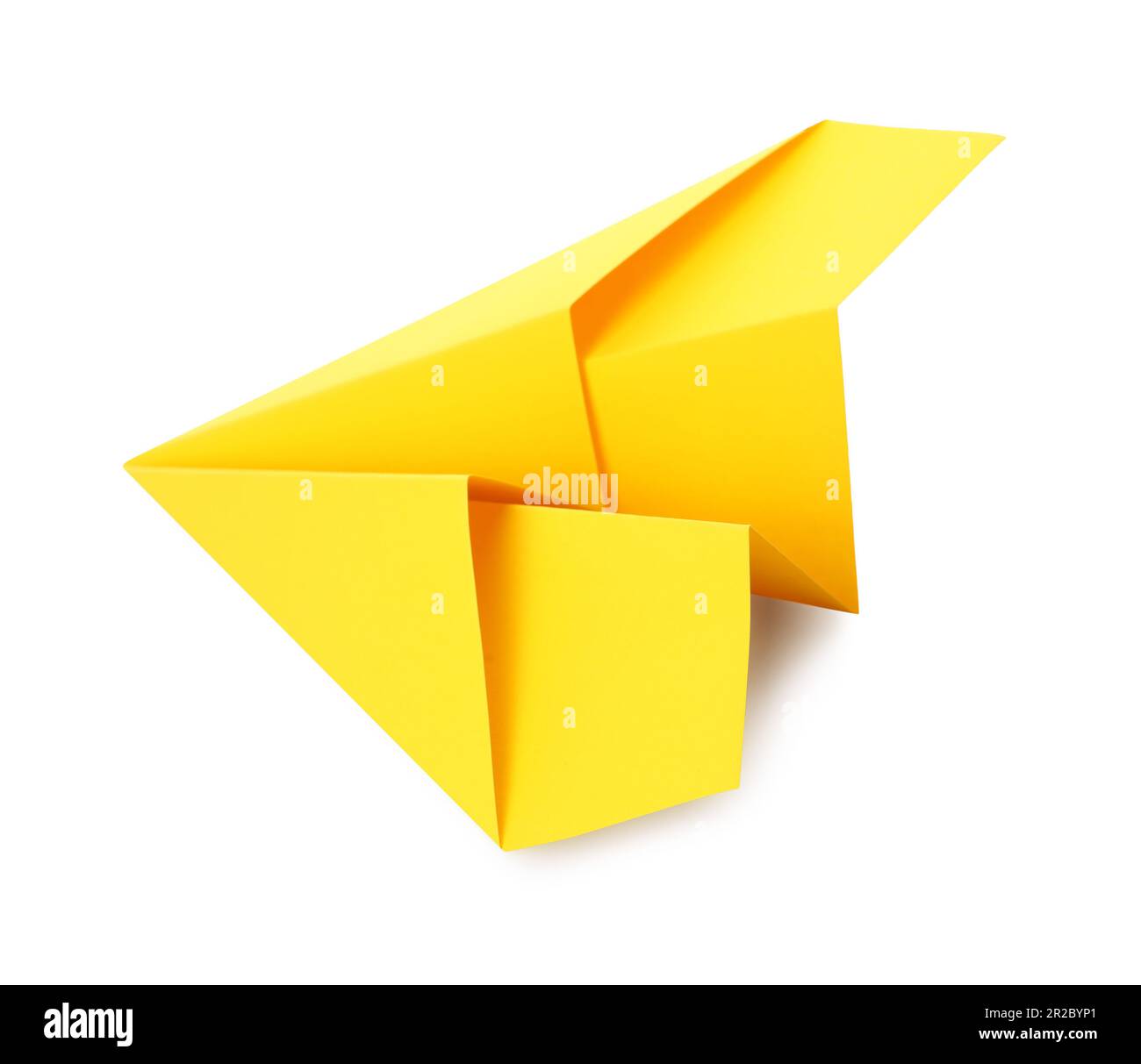 Handmade yellow paper plane isolated on white Stock Photo - Alamy