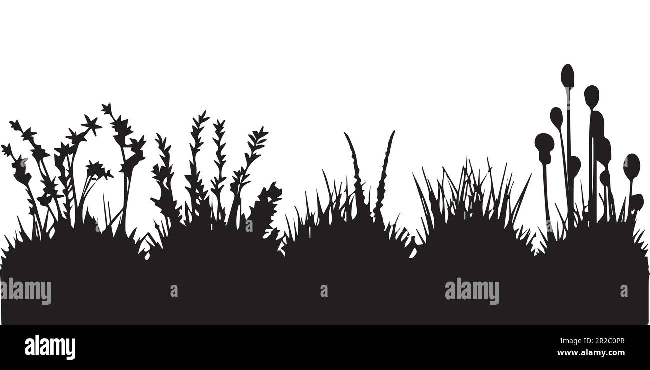 A Set Of Grass Silhouette Vector Illustrations Stock Vector Image And Art Alamy